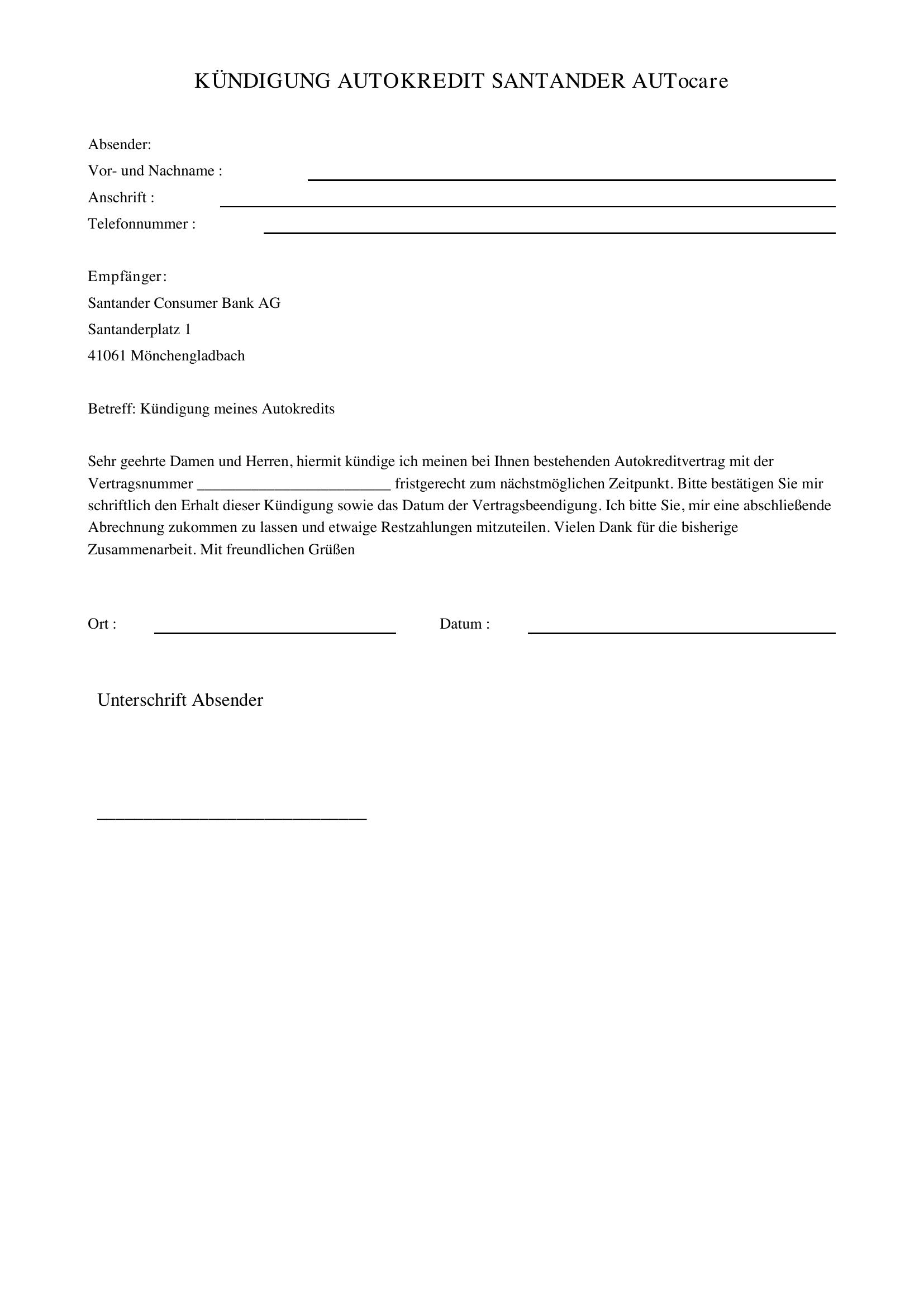 Santander Autocare Pdf